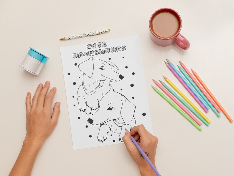 15 Dachshunds Coloring Pages - Instant Download - Printable PDF - Etsy