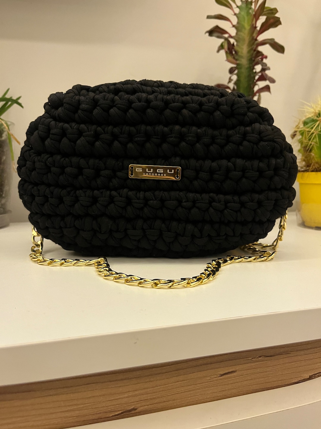 Black Mini Bag With Chain, Special Design, Stylish, Elegant, Crossbody ...