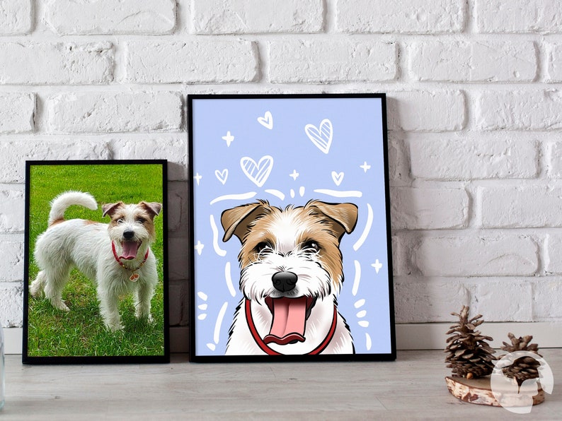 Custom Dog Cartoon Portrait, Hand Drawn Digital Dog Portrait, Original ...