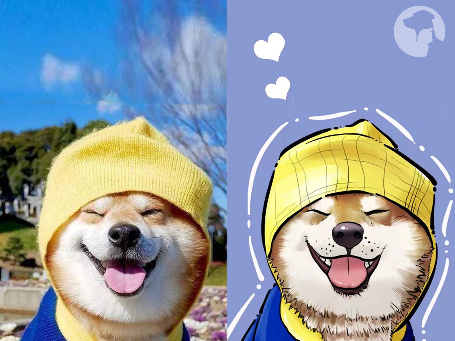 Custom Dog Cartoon Portrait, Hand Drawn Digital Dog Portrait, Original ...