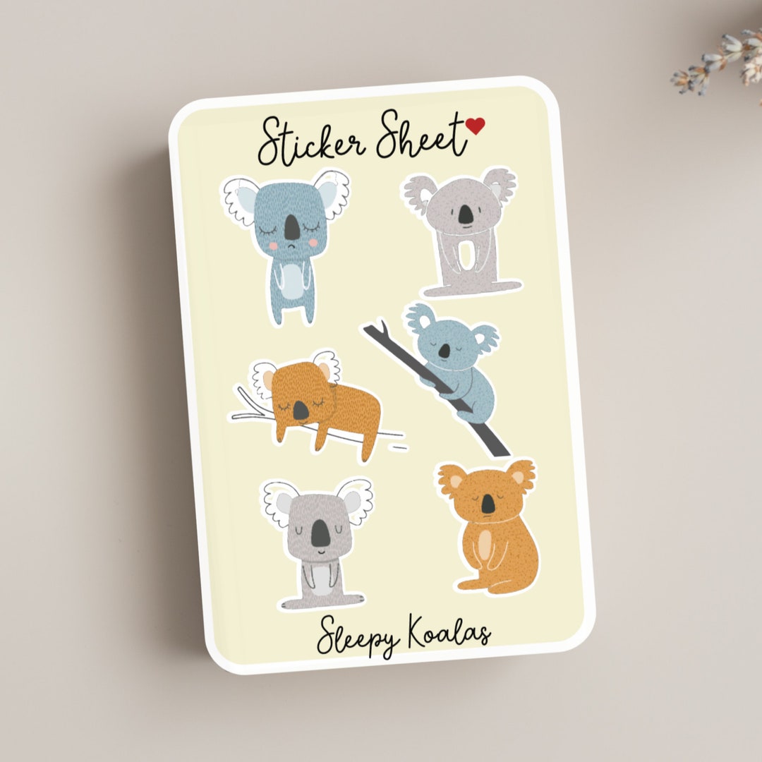 Sticker Sheet Sleepy Koalas Cute Stickers Stickers - Etsy