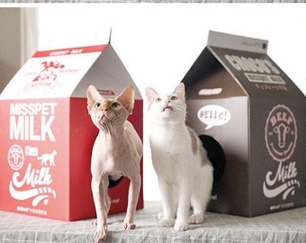 Cute Cat Milk Box - Etsy