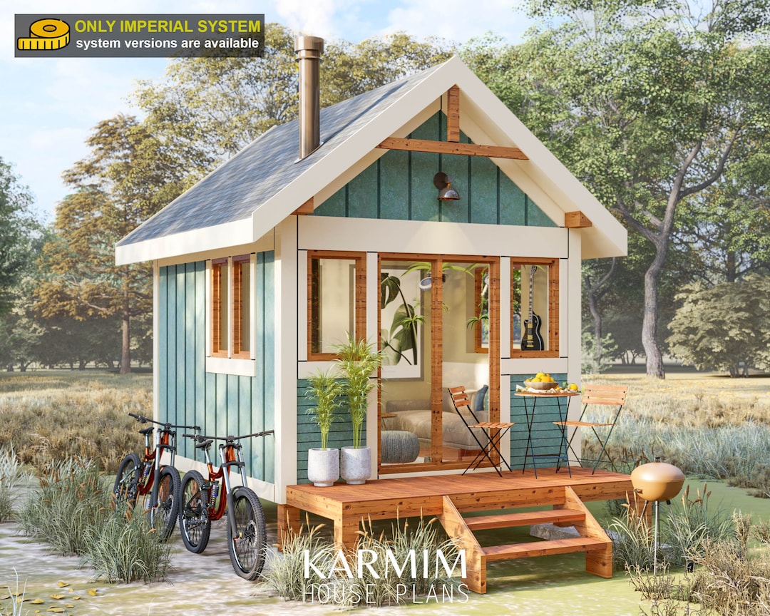 10'x12' Tiny Classical Cabin House Plan : 1bed 1bath 120SF. (PDF ...
