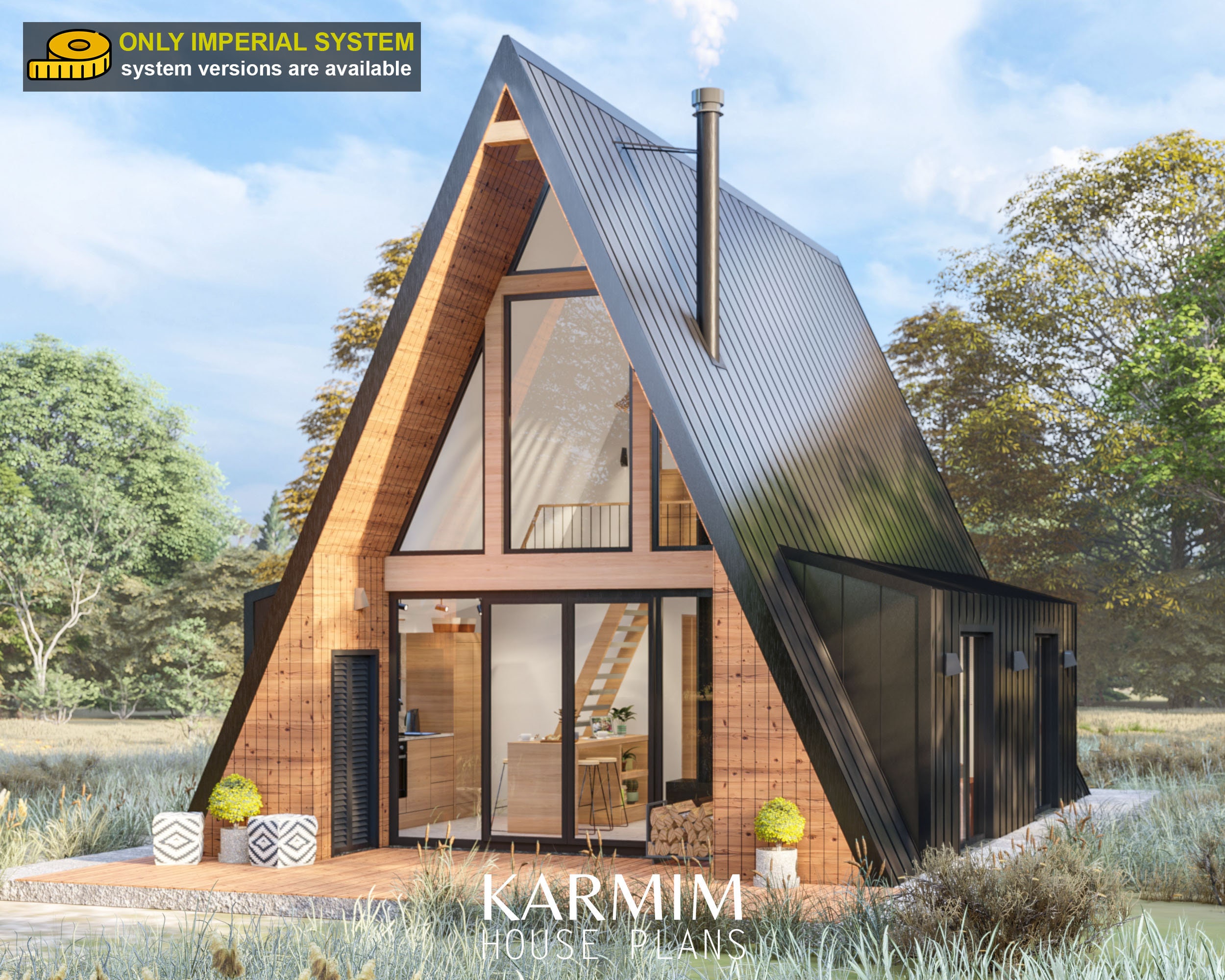 20' X 28' A-frame Cabin DIY Plans Large Modern House Architectural ...