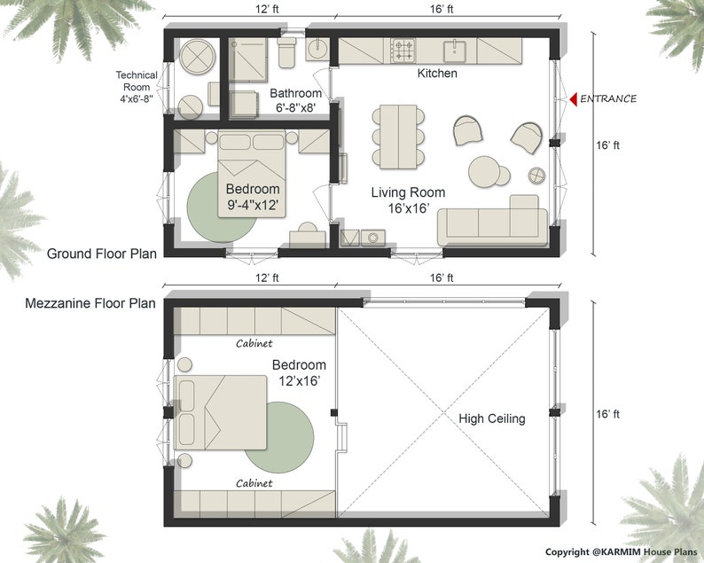 Modern Cabin House Plans, 16x28 Log Cabin BarnHouse Floor Plan, Small ...