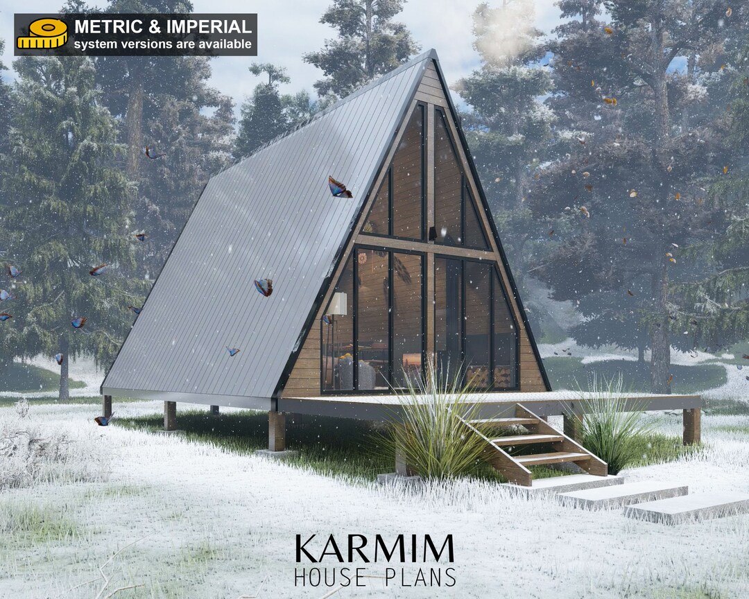 Modern House Plans, A-frame Floor Plans, 16’ X 24’, Tiny House, A-frame ...