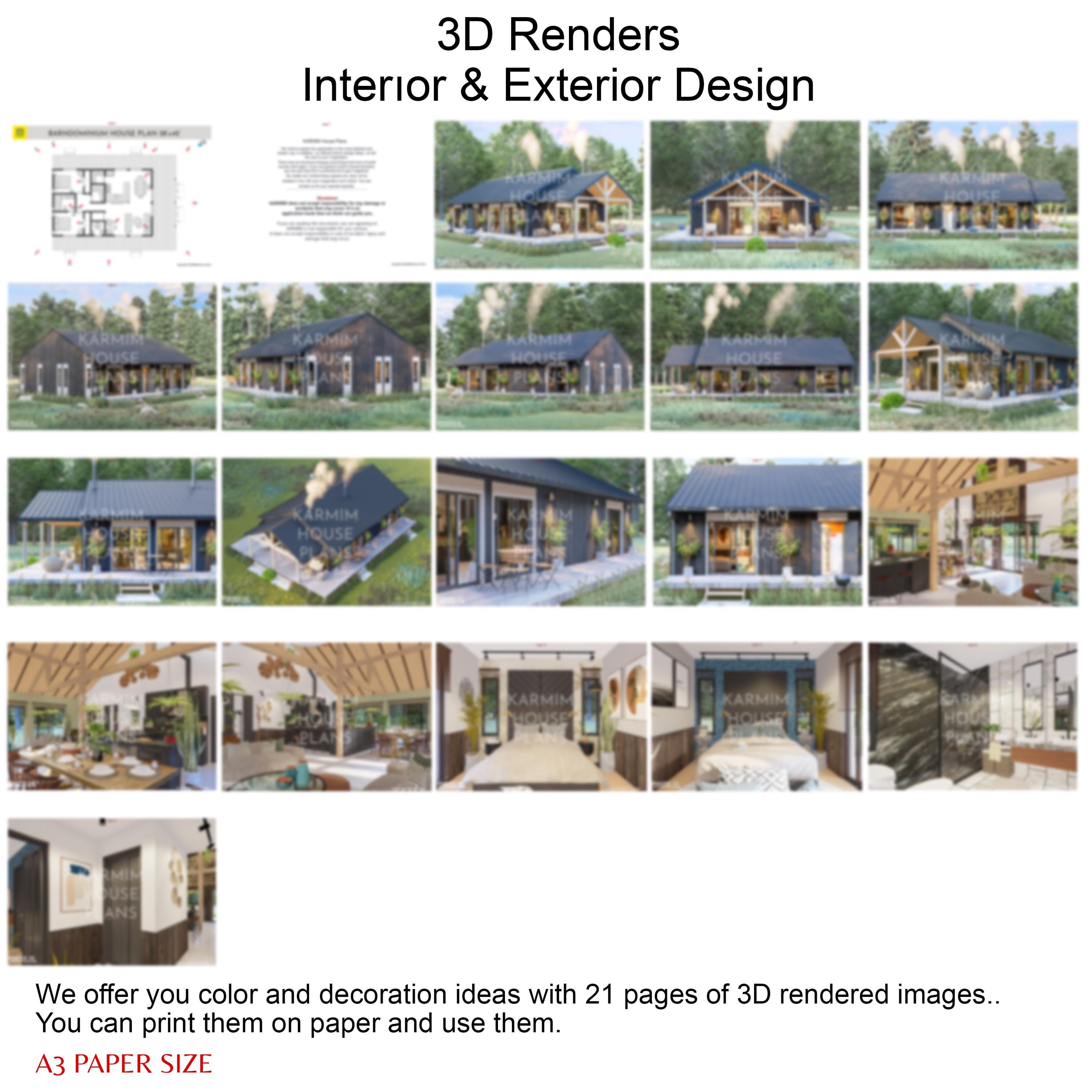 28' X 42' Barndominium House Plan: 2 Bed 2 Bath 1176 SF I Cabin Barn ...