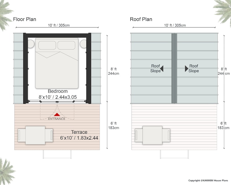 8'x10' A-frame Cabin House Plan : 1 Bed Modern Barnhouse I Motel Hostel ...