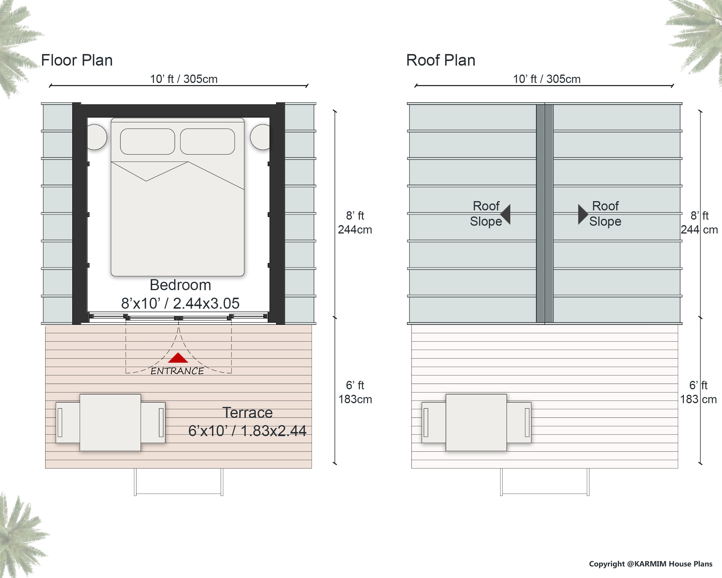 8'x10' A-frame Cabin House Plan : 1 Bed Modern Barnhouse I Motel Hostel ...