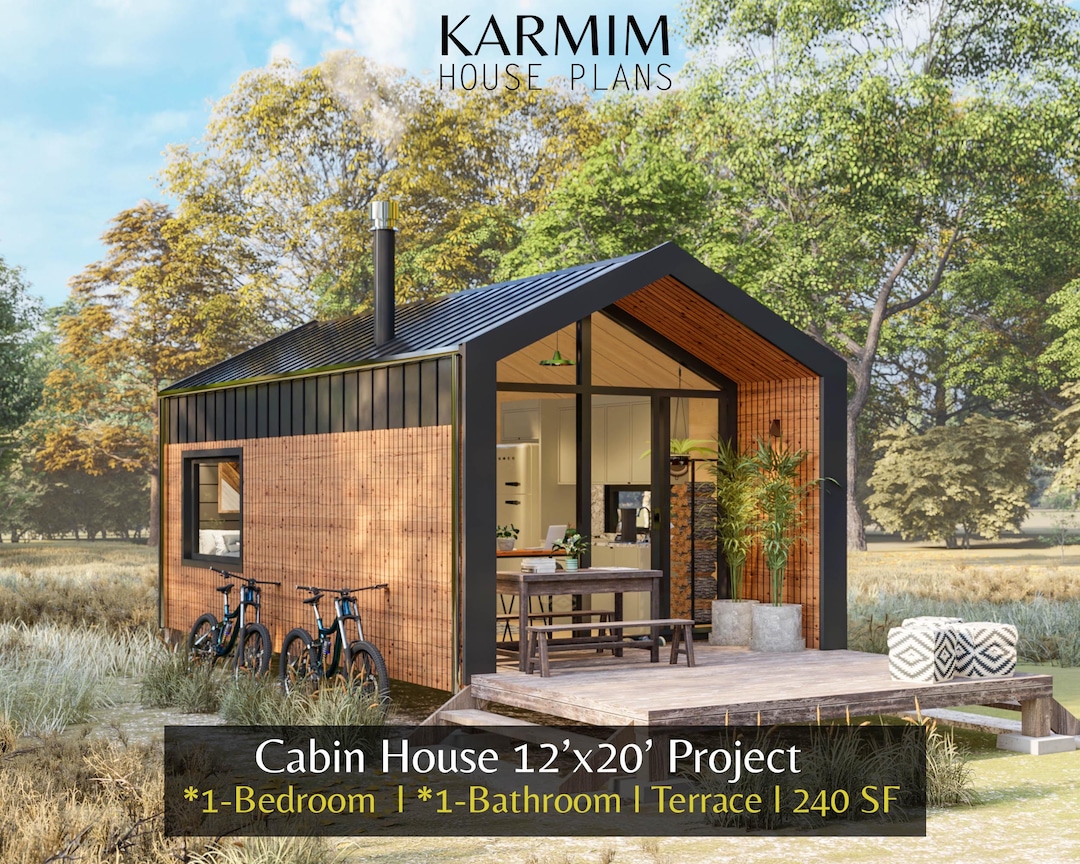 12'x20' Cabin Home Plans: 1bed 1bath Barndominium 240SF I Barn Cottage ...