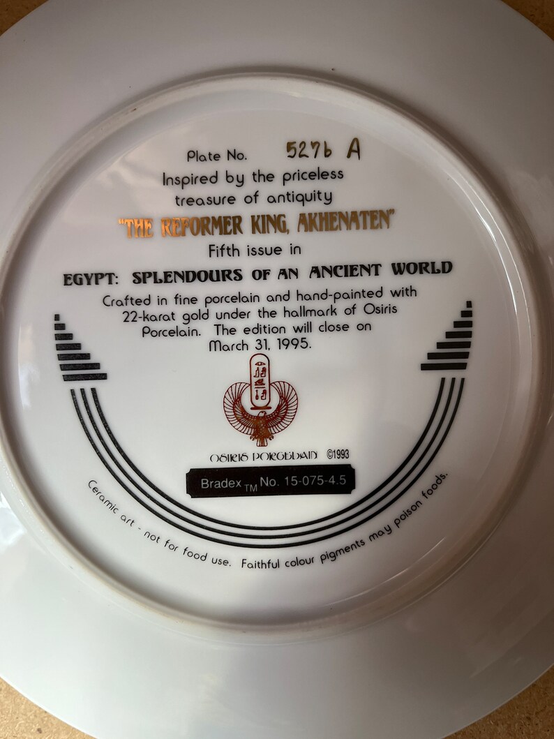 Akhenaten- the Reformer King “ Decorative Plate. Fifth Issue. Egypt ...