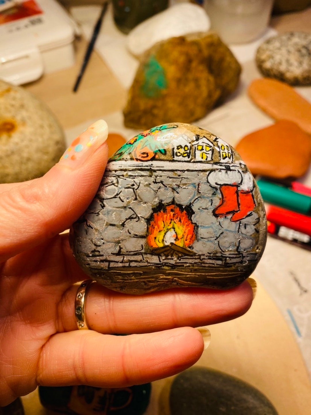 Christmas Xmas Presents Hand-painted Stones Xmas Collection Christmas ...