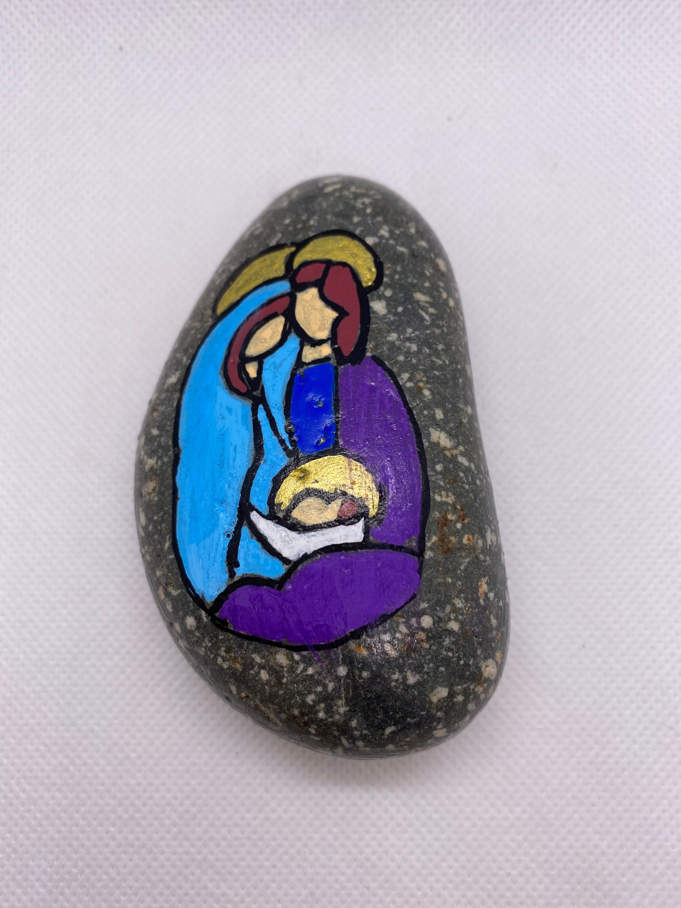 Holy Icons on Stone Nativity Scene on Stone Holy Family Hand Painted ...