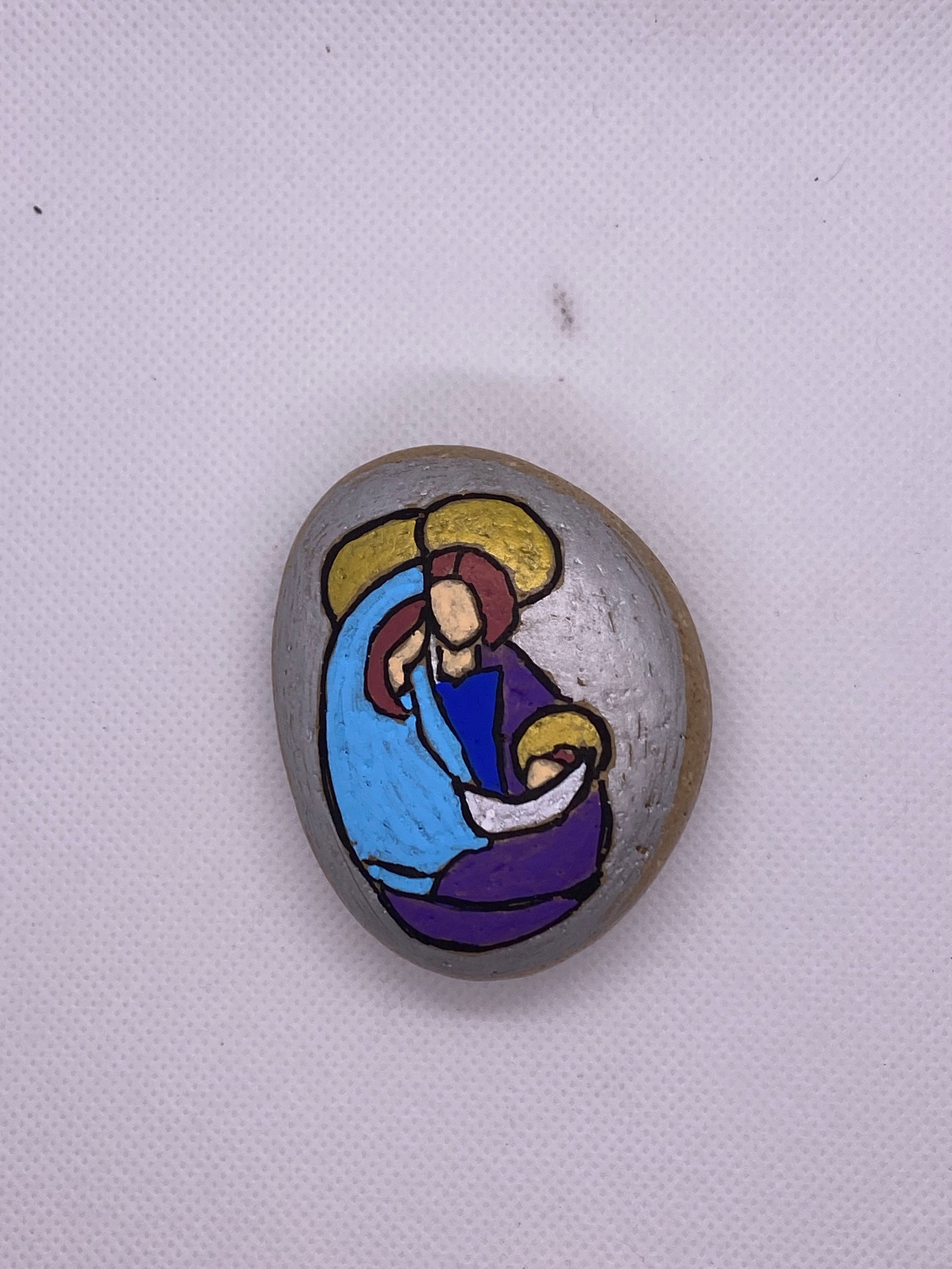 Holy Icons on Stone Nativity Scene on Stone Holy Family Hand Painted ...