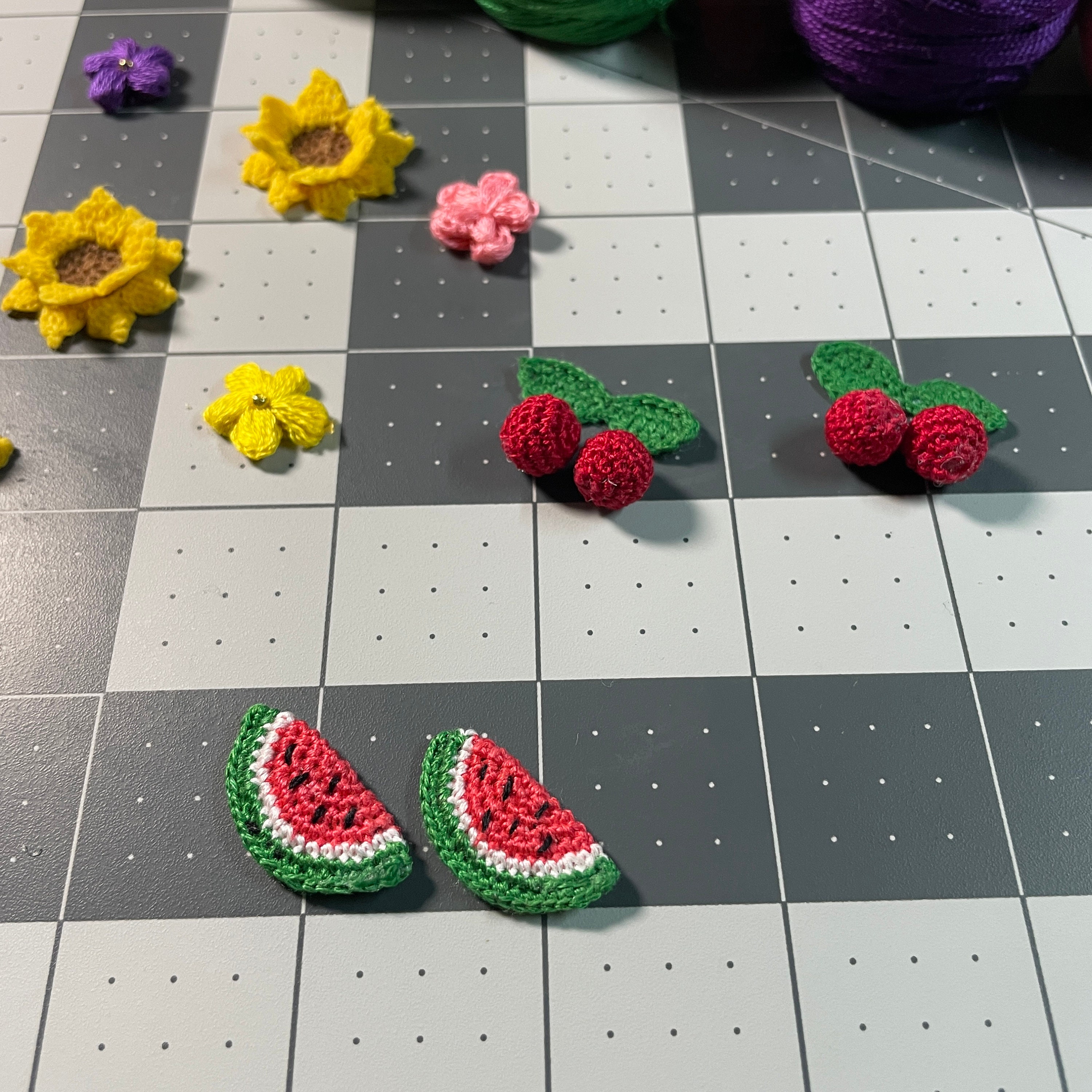 Miniature/ Micro Crochet Watermelon Earrings, Handmade, Hand Dyed, Hand ...