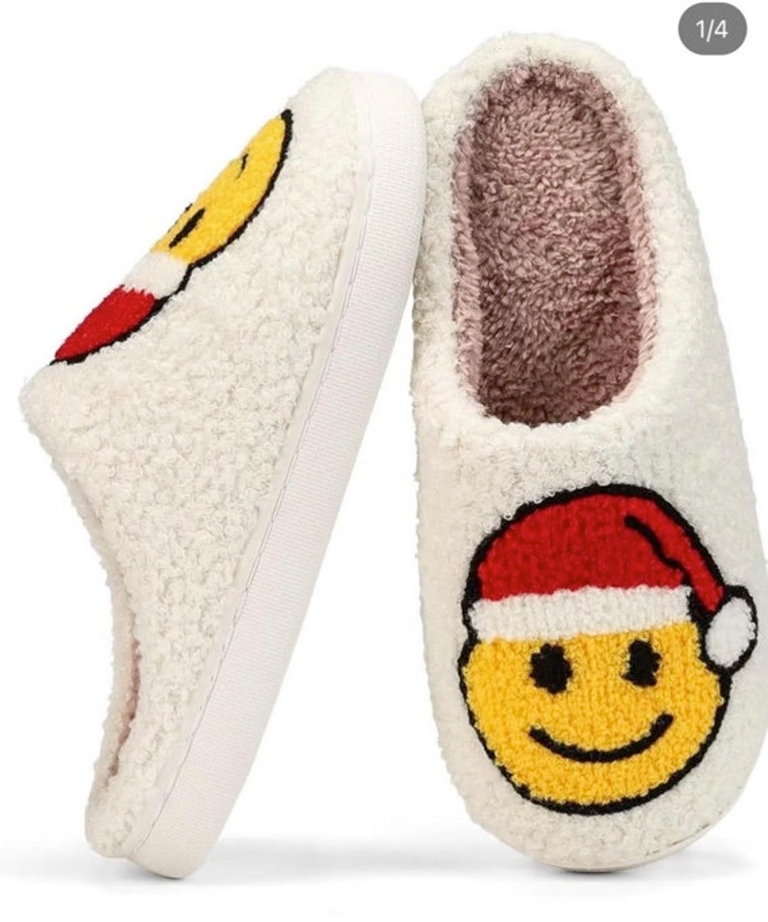 Smiley Face Santa Slippers - Etsy