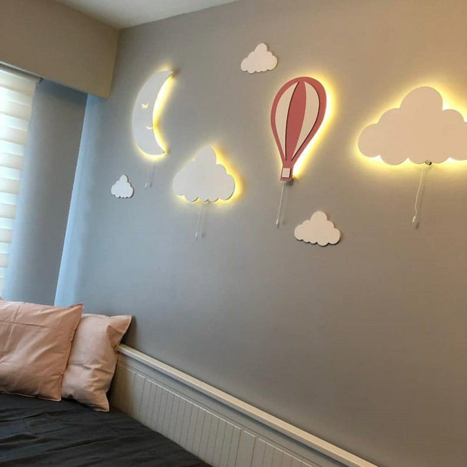 Set of 4 Nursery Lighting, Baby Room Lamp, Ballon Lamp, Cloud Lamp ...