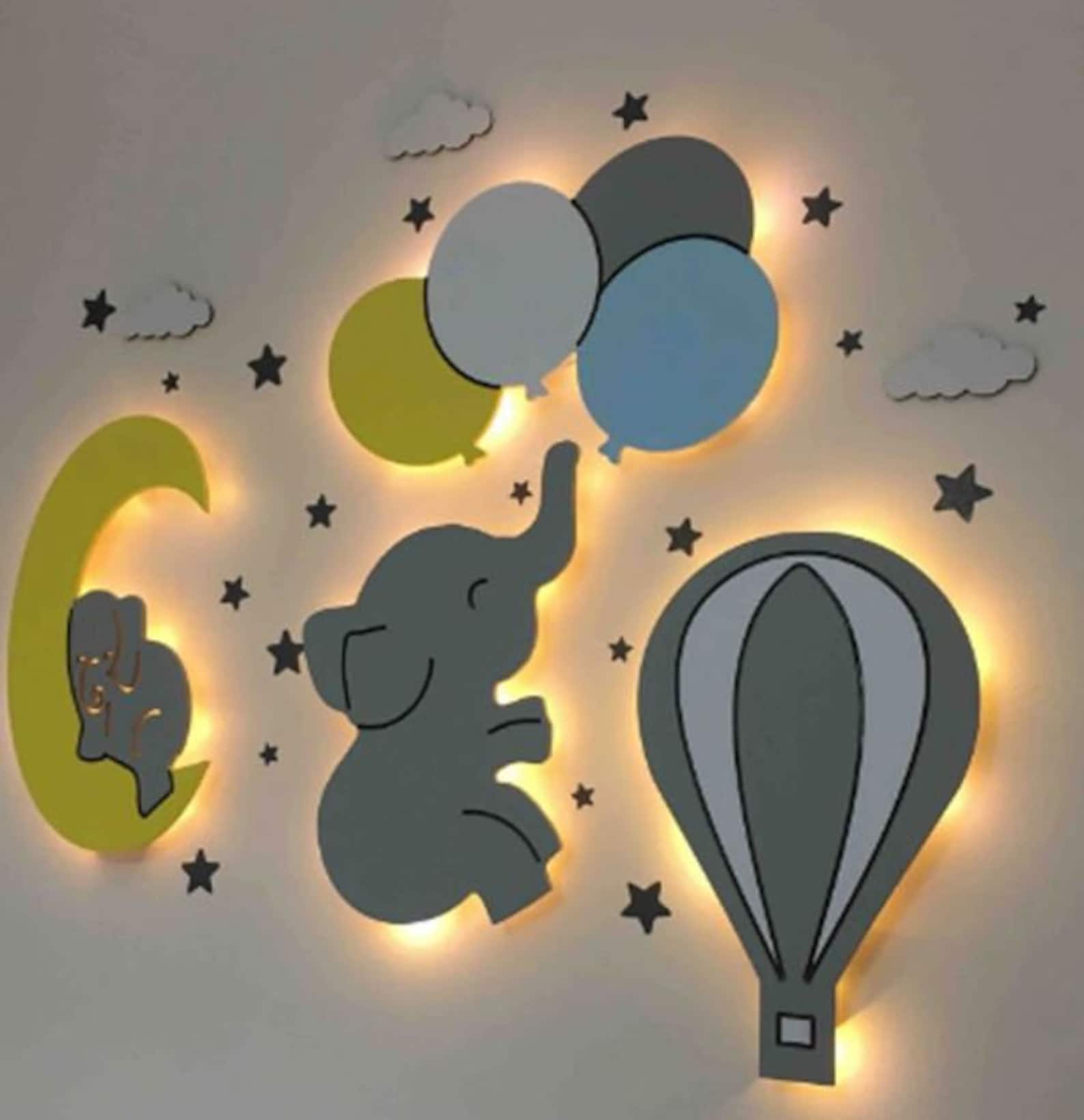 Set of 4 Nursery Lighting, Baby Room Lamp, Ballon Lamp, Elephant Lamp ...