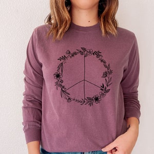 Peace Sign SVG Design - Boho SVG File for Cricut - Floral Peace Sign ...