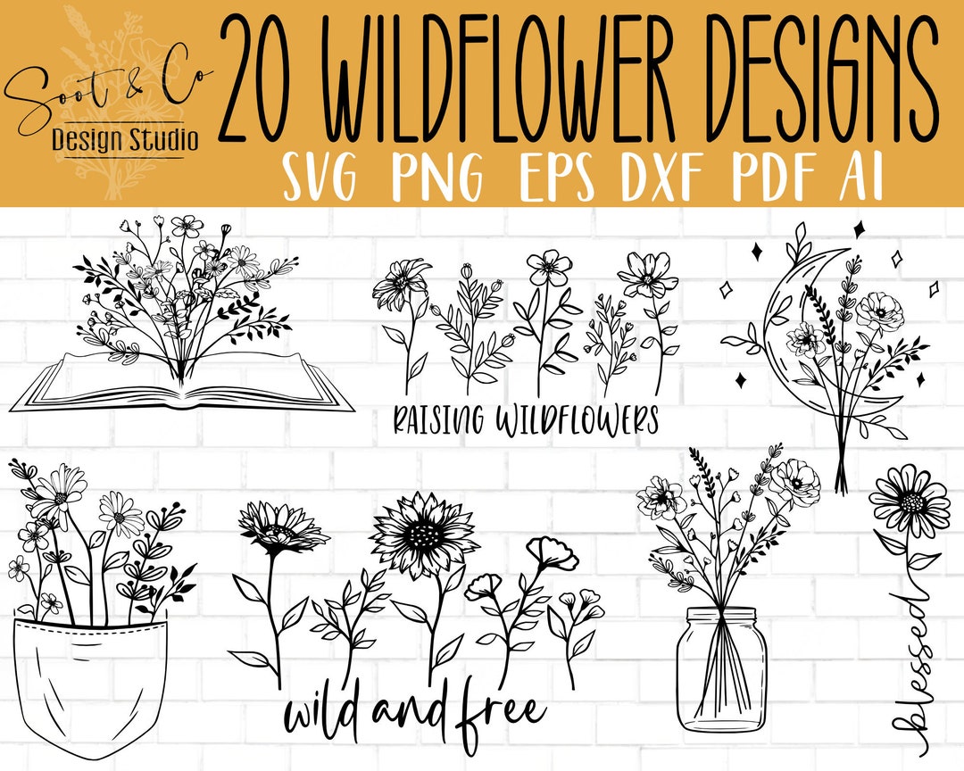 Wildflower SVG Big Bundle! - Wildflower SVG for Cricut - 20 Wildflower ...