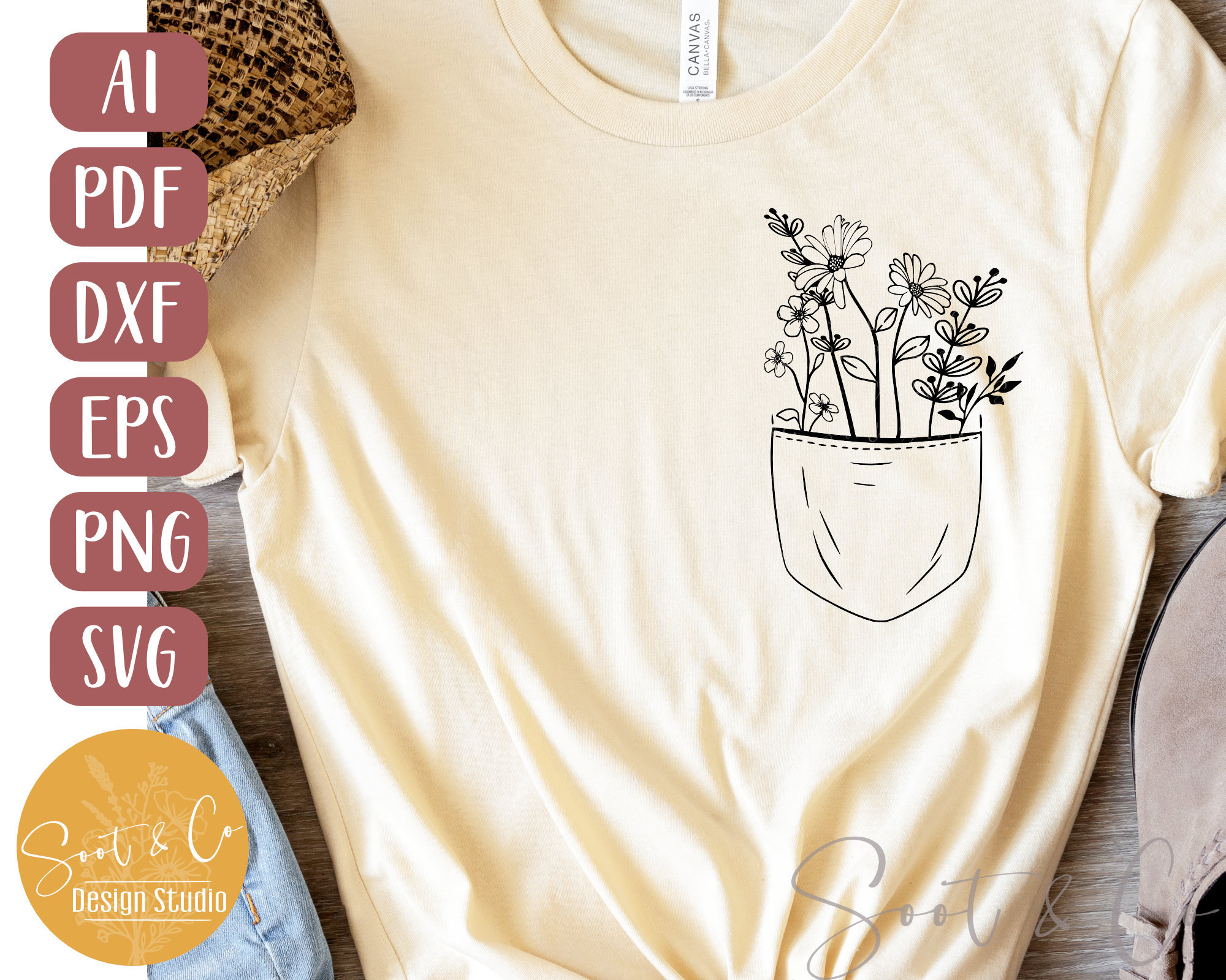 Wild Flowers SVG Design Wildflower Pocket SVG Cricut - Etsy