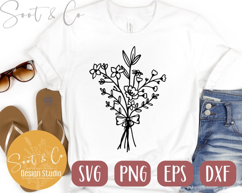 Wildflowers Svg Flower Svg Floral Svg Shirt Line Drawing - Etsy