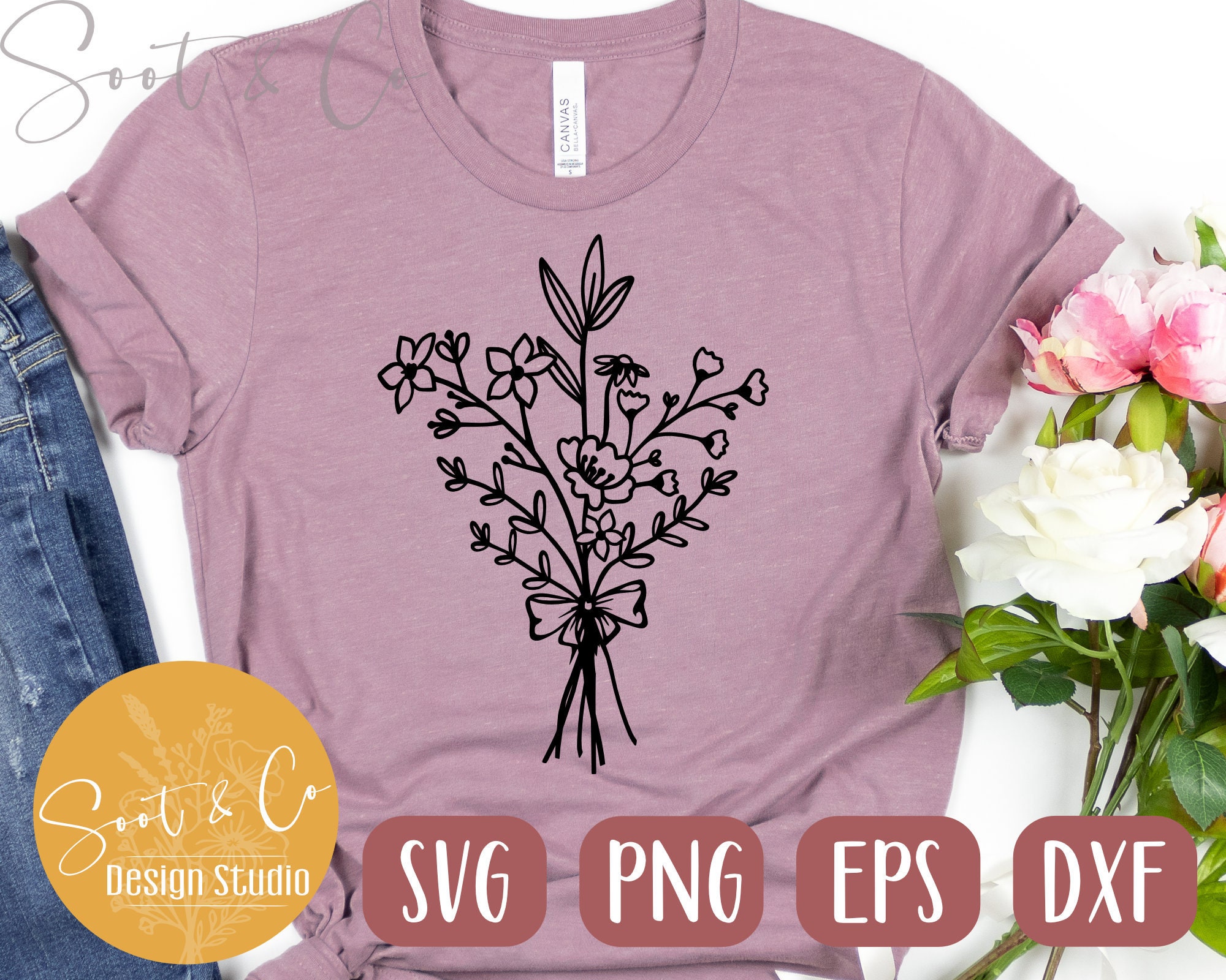 Wildflowers Svg Flower Svg Floral Svg Shirt Line Drawing - Etsy