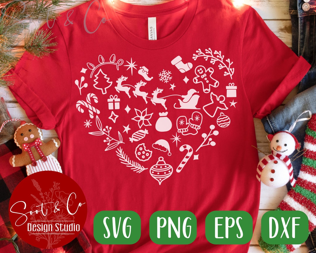 Christmas SVG Design - Christmas Heart SVG File for Cricut - Christmas ...