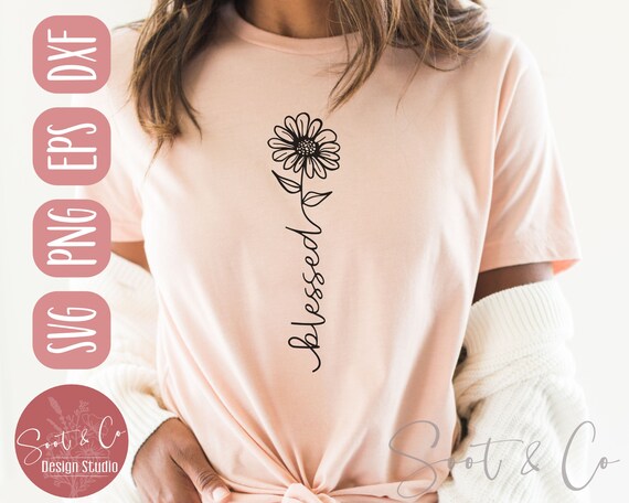 Blessed Flower SVG Design Wild Flower SVG File for Cricut - Etsy