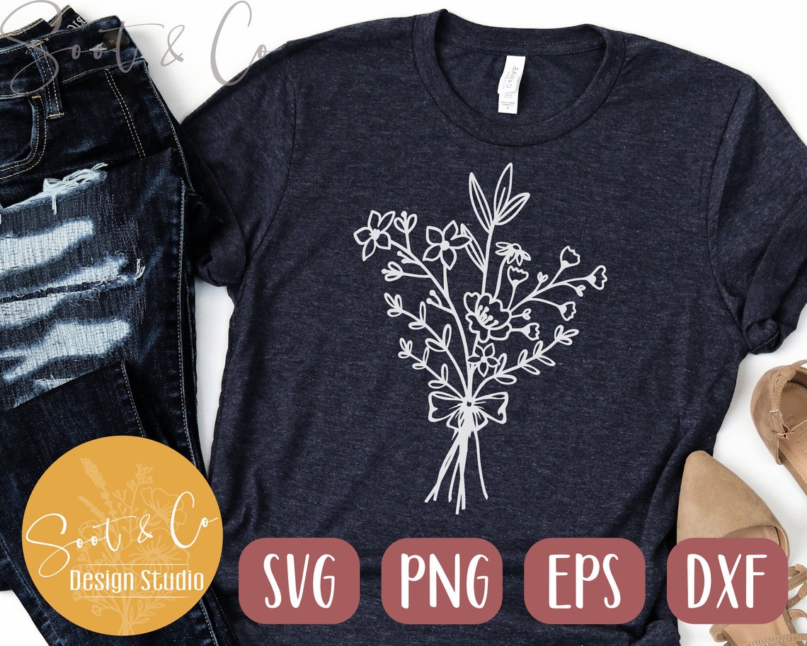 Wildflowers Svg Flower Svg Floral Svg Shirt Line Drawing - Etsy