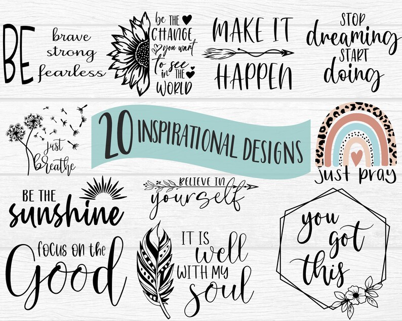 Inspirational Bundle SVG, Large Bundle SVG File for Cricut - Positive ...