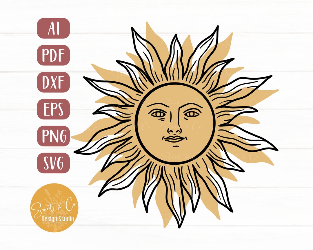 Sun SVG Design - Boho Sun SVG File for Cricut - Sun Sign Svg, Png, Dxf ...