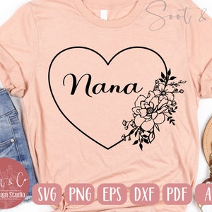 Nana SVG Design Nana Flower Heart Svg File for Cricut Nana - Etsy