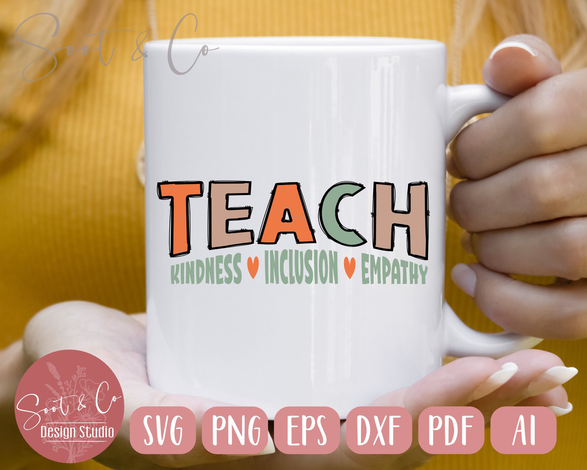 Teacher Design Teach Kindness Inclusion Empathy Svg T - Etsy