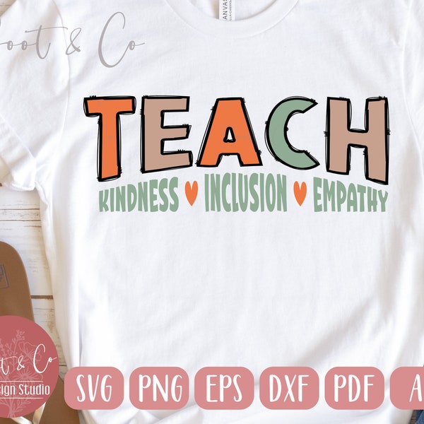 Teach Kindness Inclusion Empathy Svg - Etsy