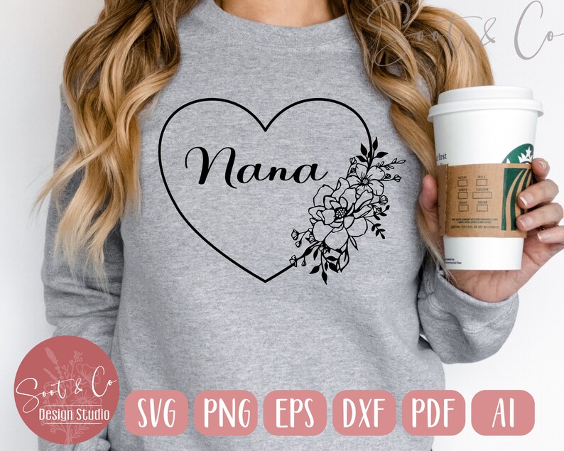 Nana SVG Design Nana Flower Heart Svg File for Cricut Nana - Etsy