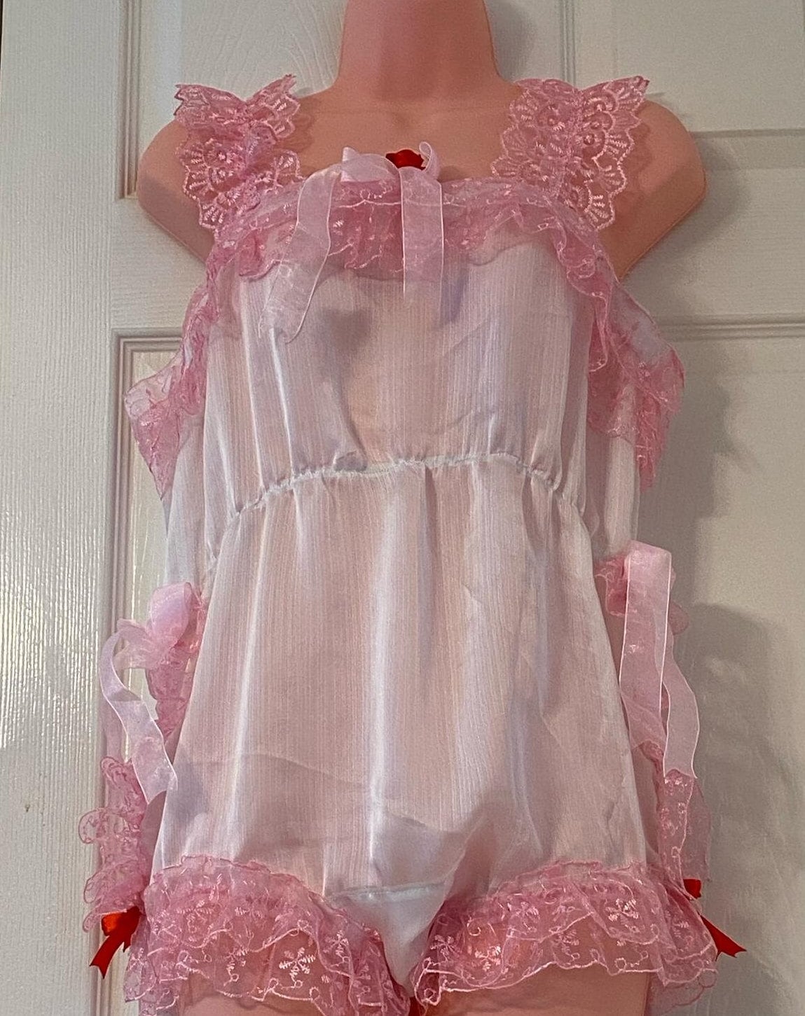 Sissy Transparent Bodysuit, Sheer Nylon Lingerie Bodysuit, See Through ...
