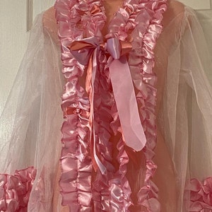 Sissy Sheer Dressing Gown, Lightweight Housecoat, Silky Satin Frilly ...