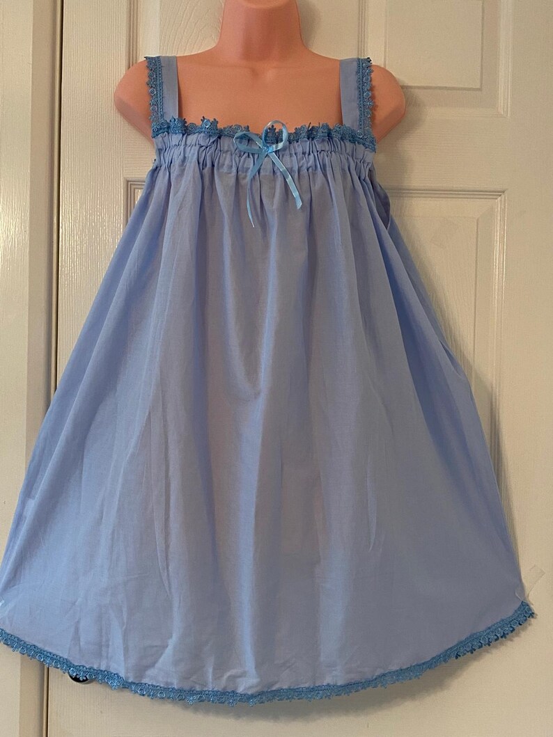 100% Pure Cotton Nighty Dress, Summer Nightgown, Powder Blue Colour ...