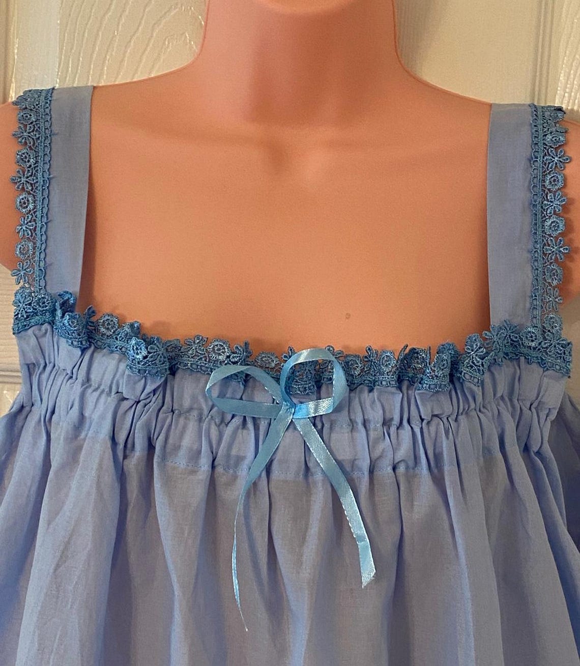 100% Pure Cotton Nighty Dress, Summer Nightgown, Powder Blue Colour ...