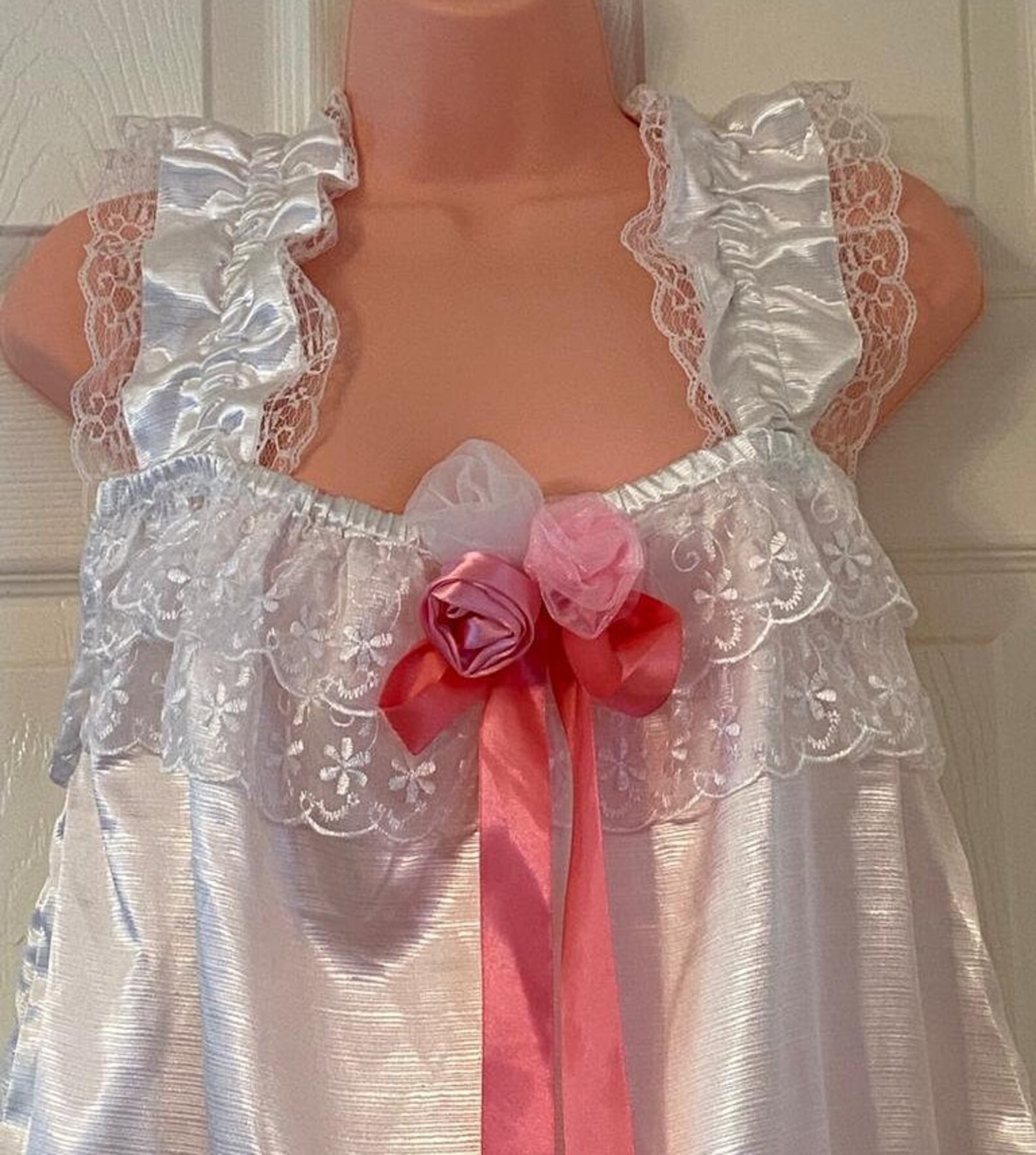 Sissy Pure White Bridle Style Baby Doll Nighty Negligee Dress Set, Cami ...