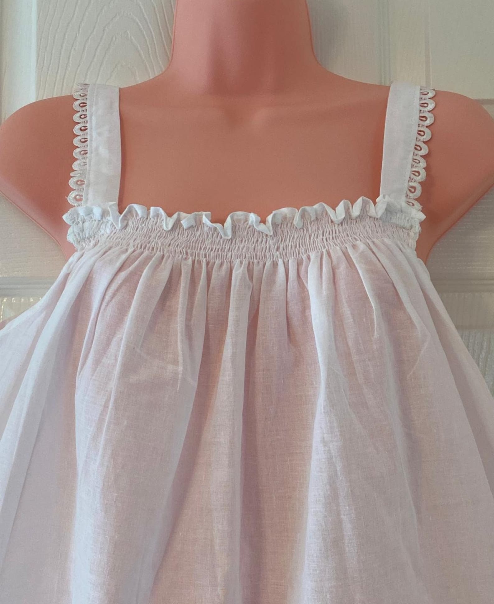 100%pure Cotton Summer Nighty, Natural Quality Muslin Fabric , White ...