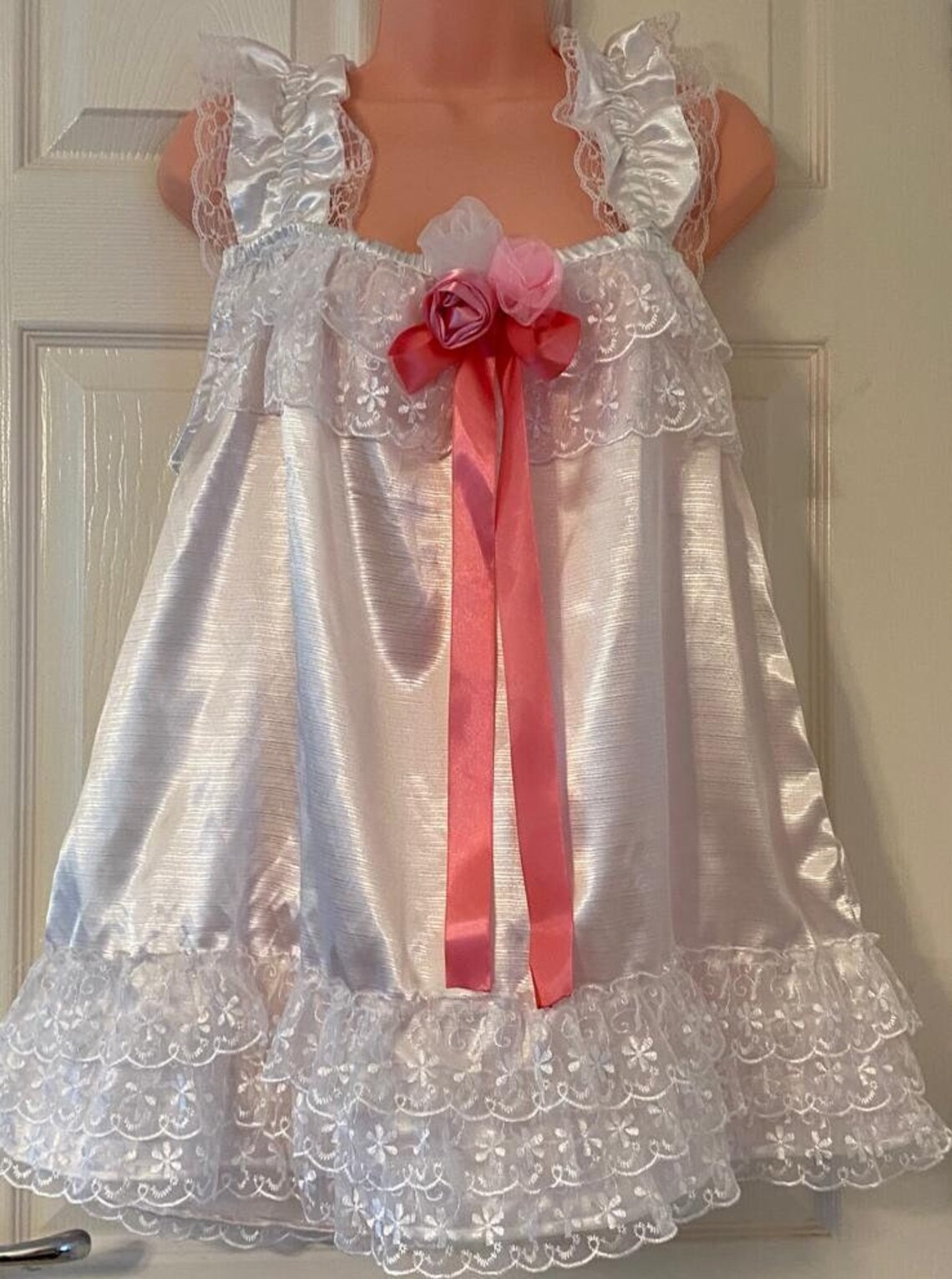 Sissy Pure White Bridle Style Baby Doll Nighty Negligee Dress Set, Cami ...