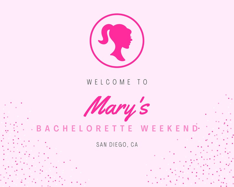 Barbie Themed Bachelorette Party Welcome Signs Two Pretty - Etsy