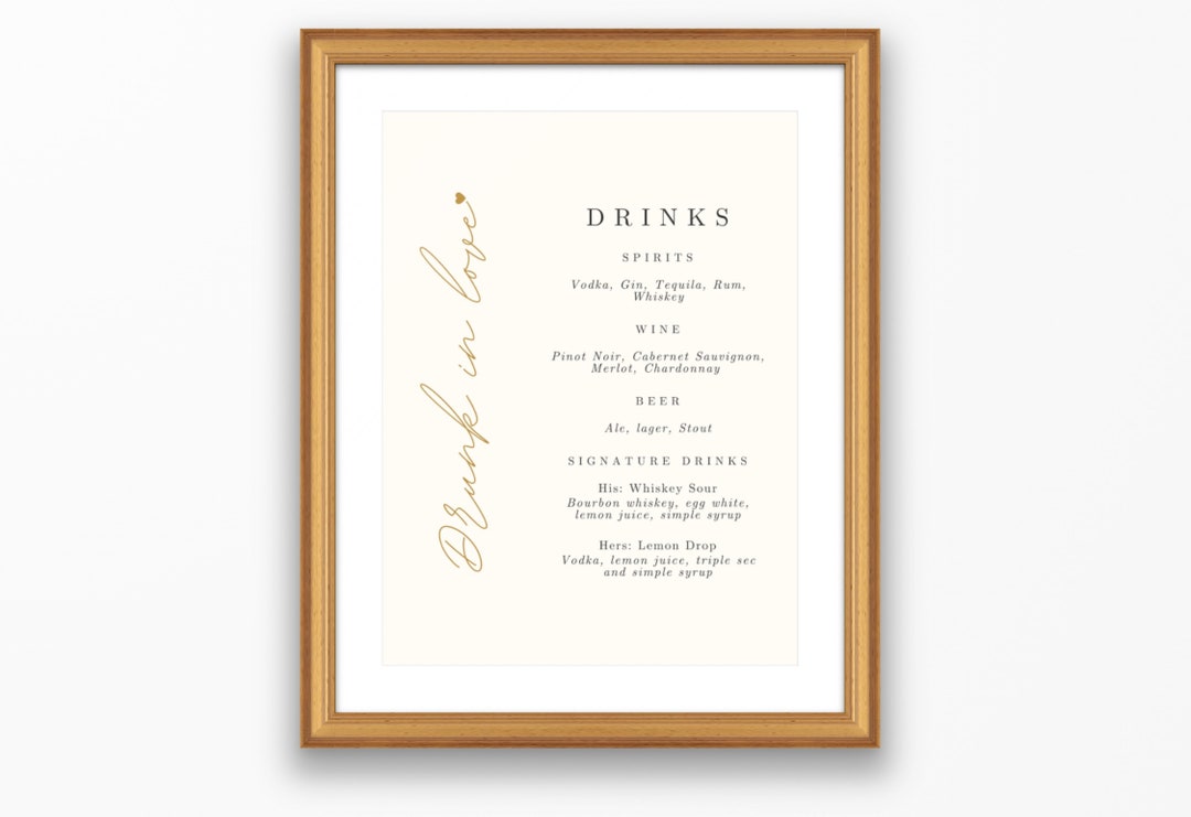 Drunk in Love Bar Menu | Canva Template for a Timeless Bar Menu Design ...