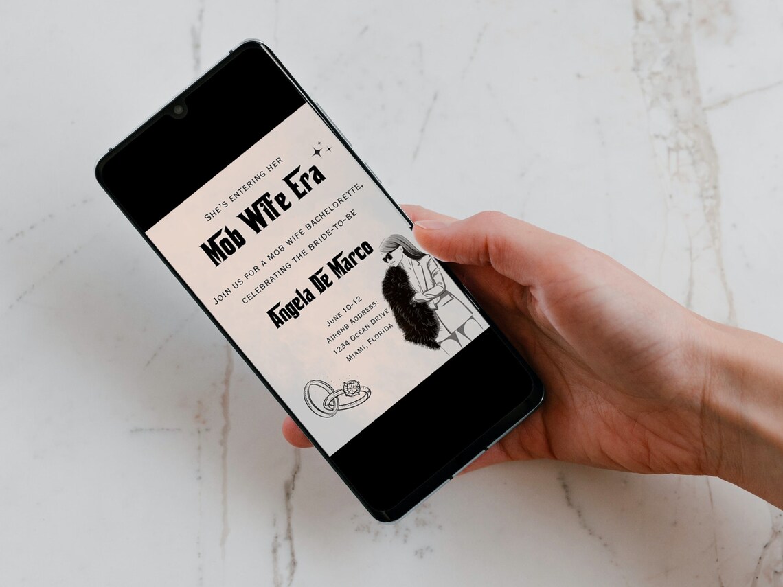 Mob Wife Bachelorette Party Invitation Template Vintage Bachelorette ...