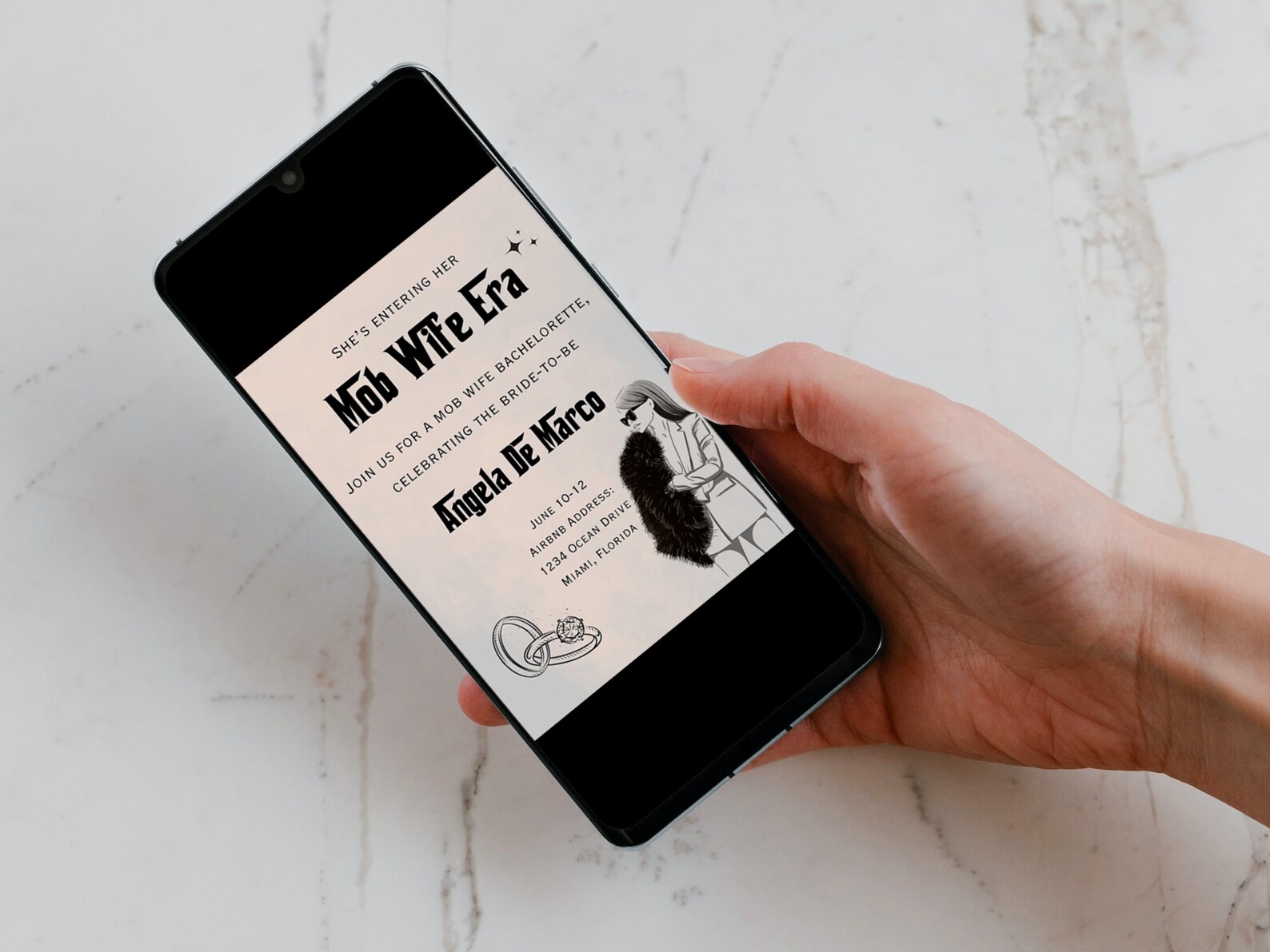 Mob Wife Bachelorette Party Invitation Template Vintage Bachelorette ...