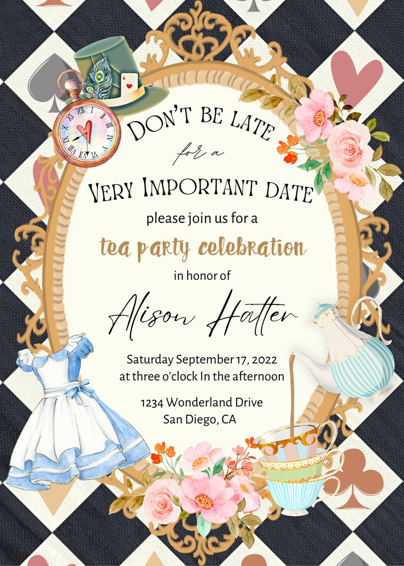 Alice in Wonderland Themed Event Invitation | Bridal Shower, Birthday ...