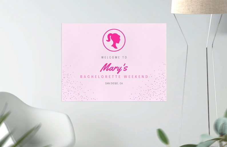 Barbie Themed Bachelorette Party Welcome Signs Two Pretty - Etsy