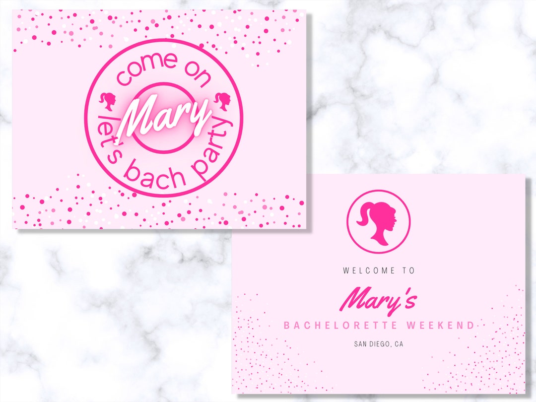 Barbie Themed Bachelorette Party Welcome Signs | Two Pretty Pink ...